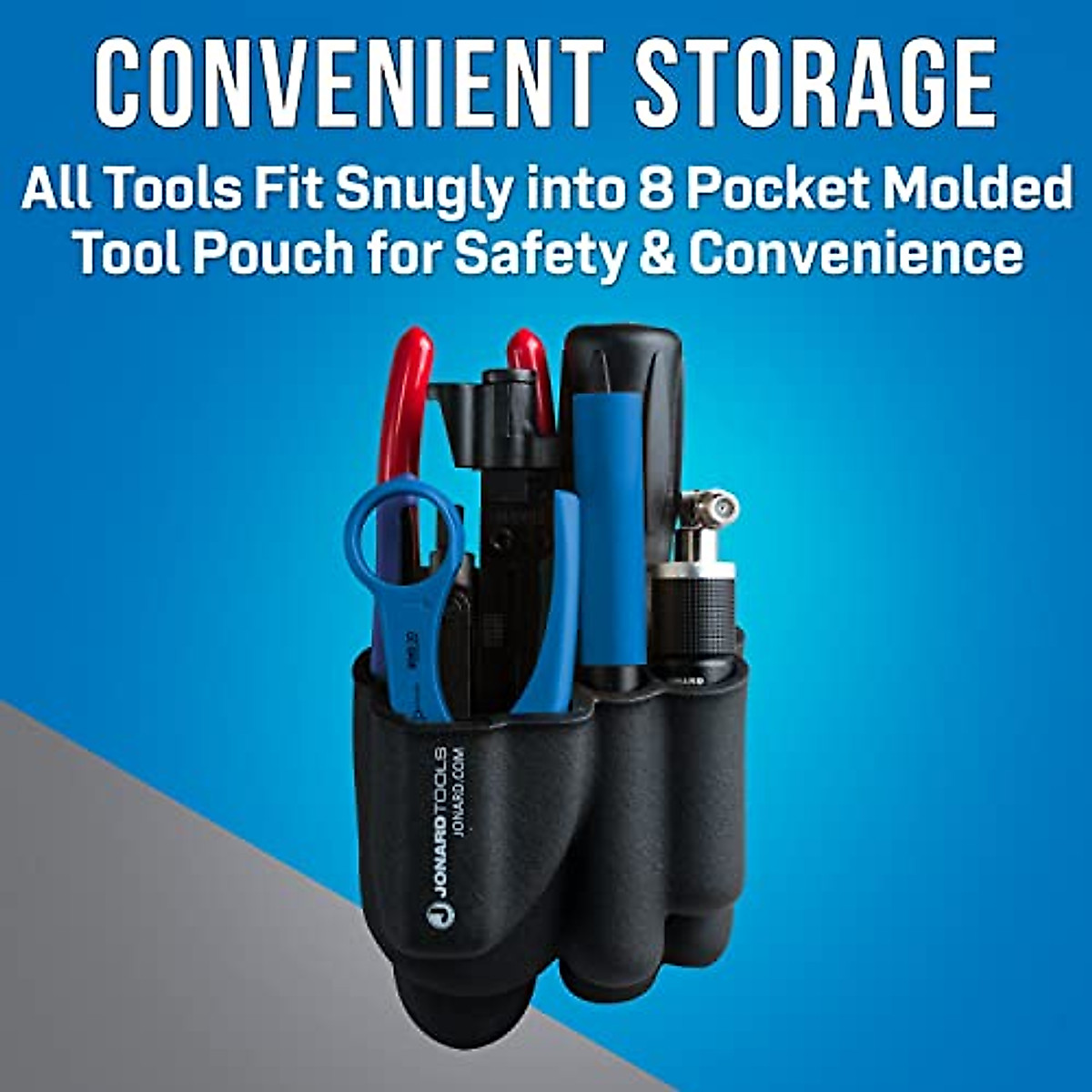 Jonard Tools TK-82 COAX Tool Kit - 8 Piece COAX Cable Network Tool Kit Featuring Coaxial Cable Stripper RG59 / RG6 / RG7 / RG11, CATV Tools and Compression Tool for Long F Connector