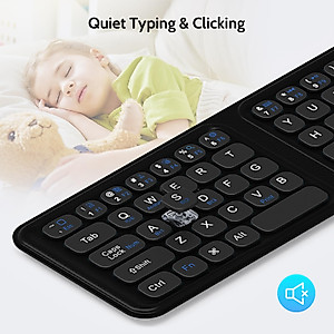 LAMA Foldable Bluetooth Keyboard, Folding Wireless Keyboard with Trackpad and Numeric Keypad, Portable Keyboards for iPad Tablet Smartphone Laptop PC Android Windows iOS, Support 3 Device