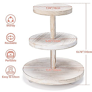 VIVIRBIEN 3 Tier Cupcake Stand Round,Wood Cake Stand with Tiered Tray Decor,Rustic Cake Stand,Cupcake Display for Home Tea Party, Birthday, Wedding, Farmhouse Decor,Woodland Baby Shower
