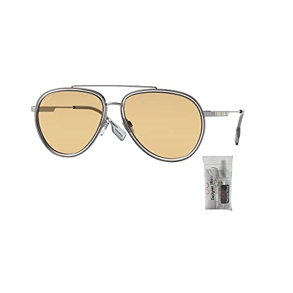 BURBERRY Oliver BE3125 1003/8 59MM Gunmetal/Light Yellow Pilot Sunglasses for Men + BUNDLE With Designer iWear Complimentary Eyewear Kit