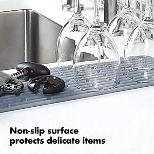 OXO Good Grips Silicone Stemware Drying Mat, Gray