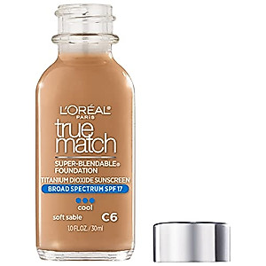 L'Oreal Paris Makeup True Match Super-Blendable Liquid Foundation, Soft Sable C6, 1 Fl Oz,1 Count