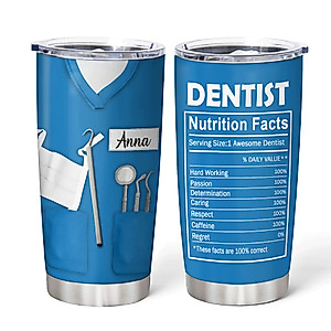 Hyturtle Personalized Dentist Tumbler - Dentist Uniform Custom Name Stainless Steel Tumbler 20 oz With Lid - Idea Gifts For Dentists, Women, Dental Hygiene, Men, Hygienist - Gifts For Birthday