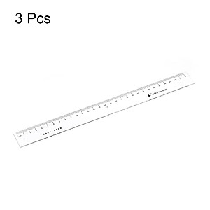 HARFINGTON 3pcs Straight Ruler 30cm Metric Clear Measuring Tool with PVC Bag for Classrooms Home Office, Transparent
