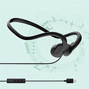 ADKNY Wired Bone Conduction Headphones, Sports Headset Built-in Microphones Lightweight, for Running Cycling Workout Hiking Gym,Type C, Orange