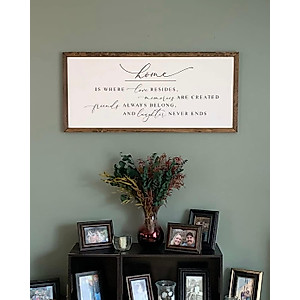 Home Is Where Love Resides, BEST SELLER, Farmhouse Love Signs, Living Room Sign, Farmhouse Love Signs For Home Decor, Sign for Wall Decor, Rustic Wall Decor, Wall Art (40x18 Walnut)