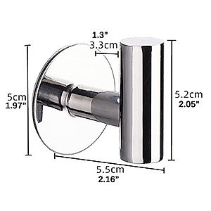 YudaYuiw Adhesive Hooks Heavy Duty Wall Hooks Stainless Steel Waterproof Shower Hooks, Adhesive (Polished Silver)