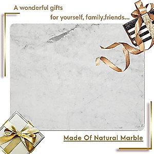 Diflart Natural Marble Pastry White Cheese And Cutting Serving Board with Non-Slip Feet 16x20 Inch Carrara Bianco Christmas | Thanksgiving Gift