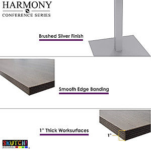 SKUTCHI DESIGNS INC. 22 Person Large Rectangular Boardroom Table | Modular Conference Table Metal T Bases | Harmony Series | 22 Ft | Asian Night