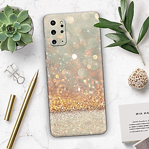 DesignSkinz Pink and Gold Shimmering Lights Protective Vinyl Decal Wrap Skin Cover Compatible with The Samsung Galaxy S20 (Screen Trim & Back Glass Skin)