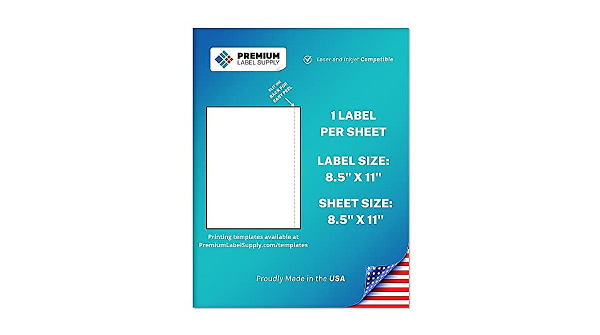Premium Label Supply White Sticker Full Sheet Shipping Labels – 8.5" x ...