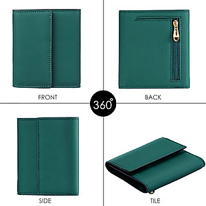 Travelambo RFID Blocking Small Mini Compact Wallet Coin Pouch Holder Trifold Credit Card Holder Pocket Purse for Women (Napa Green)
