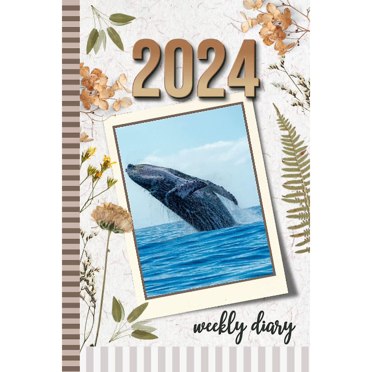 2024 Weekly Diary: 6x9 Dated Personal Organizer / Daily Scheduler With Checklist - To Do List - Note Section - Habit Tracker / Organizing Gift / Whale in Ocean - Rustic Art Cover