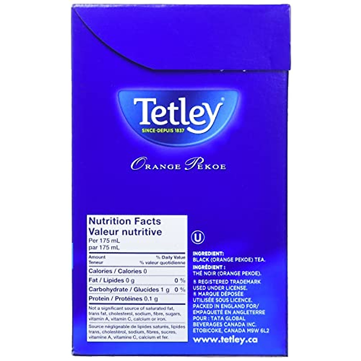 Tetley Orange Pekoe Tea, 144 Count Tea Bags, 454g/1lb, (Imported from Canada}