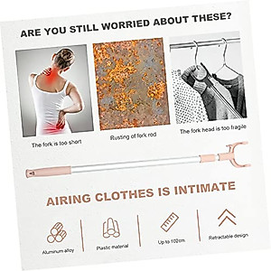 Zerodeko Retractable Clothes Rail Outdoor Clothing Adjustable Hitch Plastic Hanger Household Clothes Forks Garment Hook Reach Pole Closet Rods for Hanging Clothes Simple Pole for Clothes