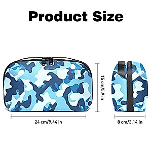 Travel Cord Organizer, Tech Organizer, Electronics Organizer, Cable Organizer Bag, Modern Blue Camouflage