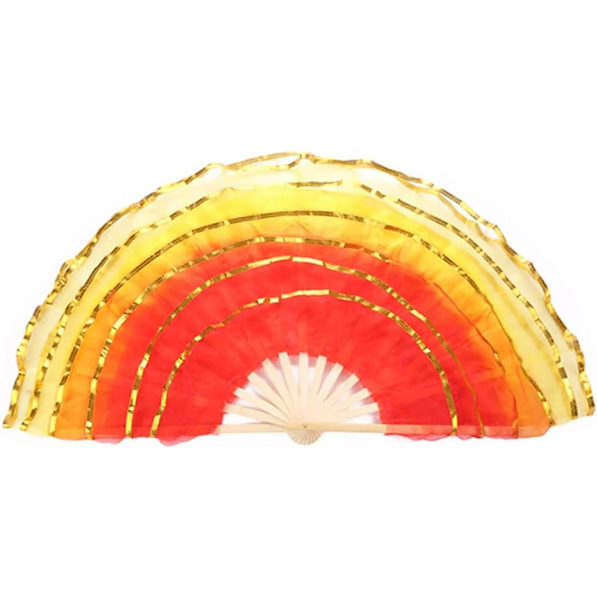 LELAMP 19 Styles Colorful Folding Flexible Dyed Silk Fan Folding Fan Hand Held Chinese Style Handmade Yangko Dance Performance Props