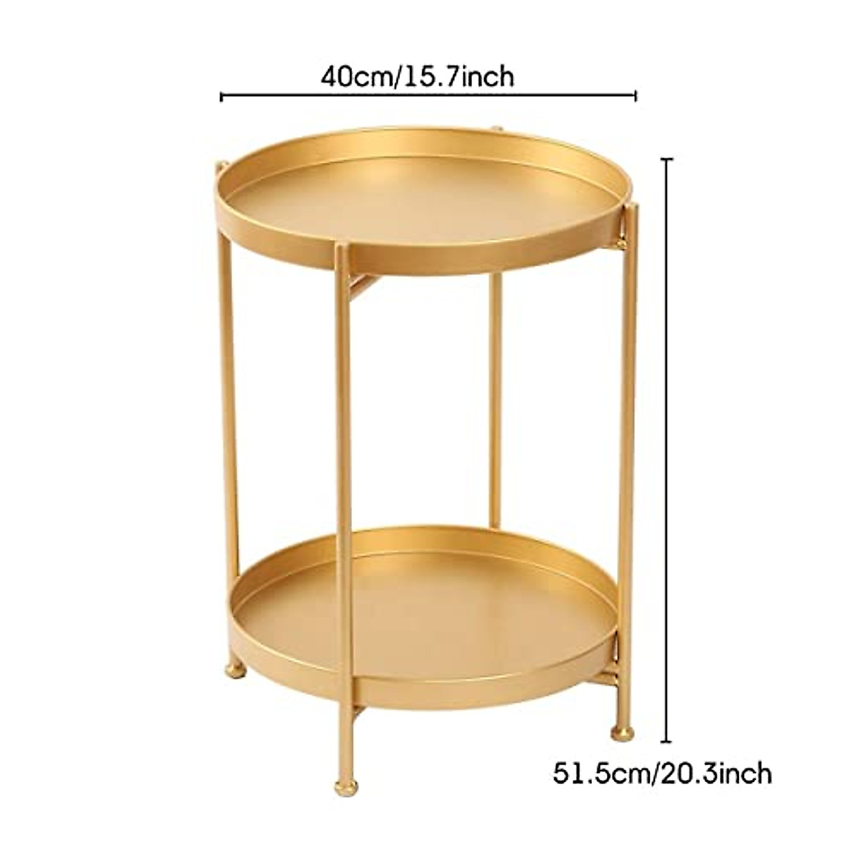 LIRUXUN 2-Layer Coffee Table Nordic Iron Round Coffee Side Table Non-Slip Foot pad Removable Tray Outdoor Small Table (Color : D)