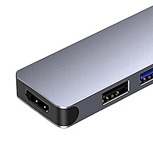 Cable Hub Data Transfer Anti-Interference Type-C to HDMI-Compatible USB Adapter Docking Stand for Home Grey