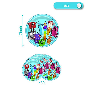 30pcs Number blocks Plates Party Supplies For Number blocks Theme Party Decoration