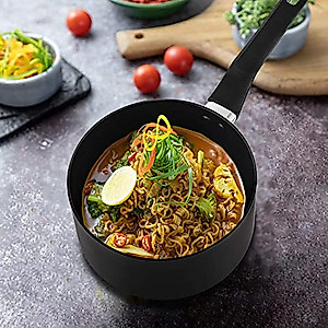 1.5 Quart Nonstick Sauce Pan Hard-Anodized Aluminum with Lid and Cool Touch Handles, Black