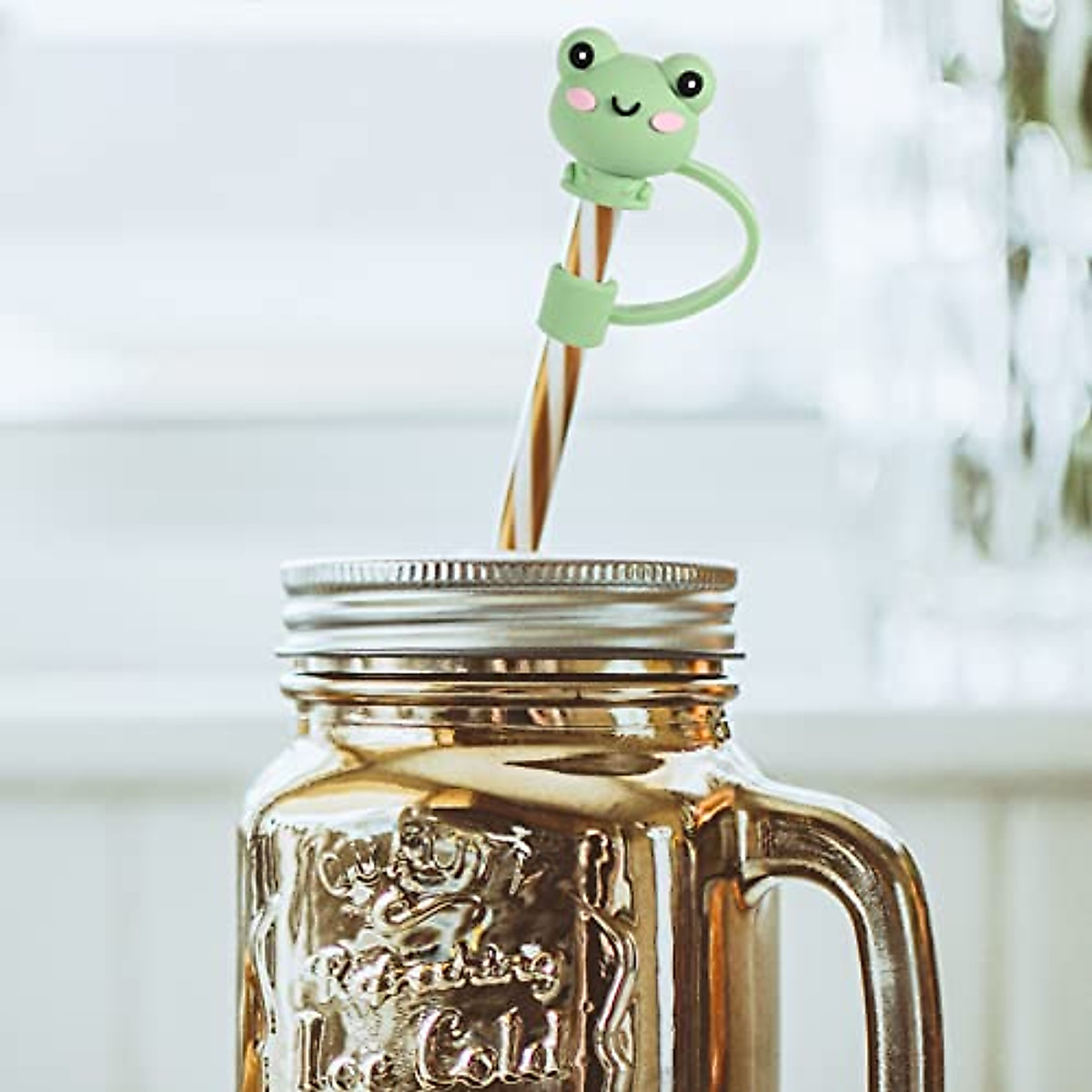 Healeved 8pcs Straw Dust Cap Protective Cap Frog