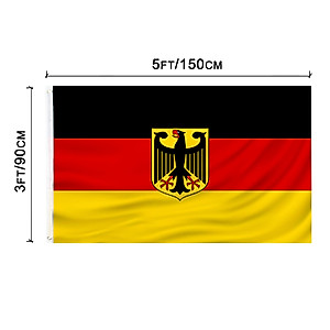 German Ensign Flag 3x5 FT Germany Eagle FLAG Polyester Deutschland Flagge outdoor indoor Canvas Header and Double Stitched with two Brass Grommets…