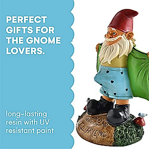 Noa Store Funny Naughty Garden Gnome Statue | Outdoor Decor | Fall Winter Halloween Christmas Decorations for Yard Art , Patio, Lawin, Doorsteps, Housewarming Garden Gift - 9.5 Inches