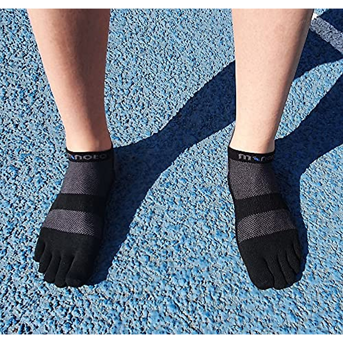 MINOTO Coolmax No-Show Midweight Toe Socks for Running and Hiking with Cushion and Mesh for Men and Women (BLACK, s (1 Pair))