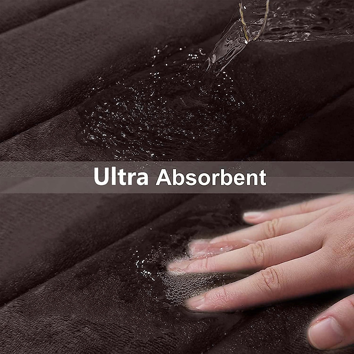 Buganda Memory Foam 3 Pieces Bathroom Rugs Set - Thick Soft Absorbent Non-Slip Bath Mats, Washable Small/Large/Contour Bath Rugs (24" x 16" + 30" x 20" + 24" x 20", Coffee)