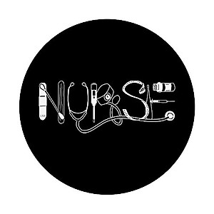 Nurse Typography Retro Healthcare Items Tools Nursing Gift PopSockets PopGrip: Swappable Grip for Phones & Tablets