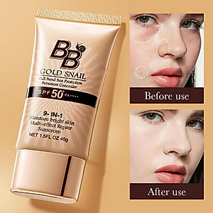 Rosarden BB Cream Tinted Moisturizer With SPF 50, Hydrating Formula Face Sunscreen For All Skin Types, Oil-Free, Light (01)