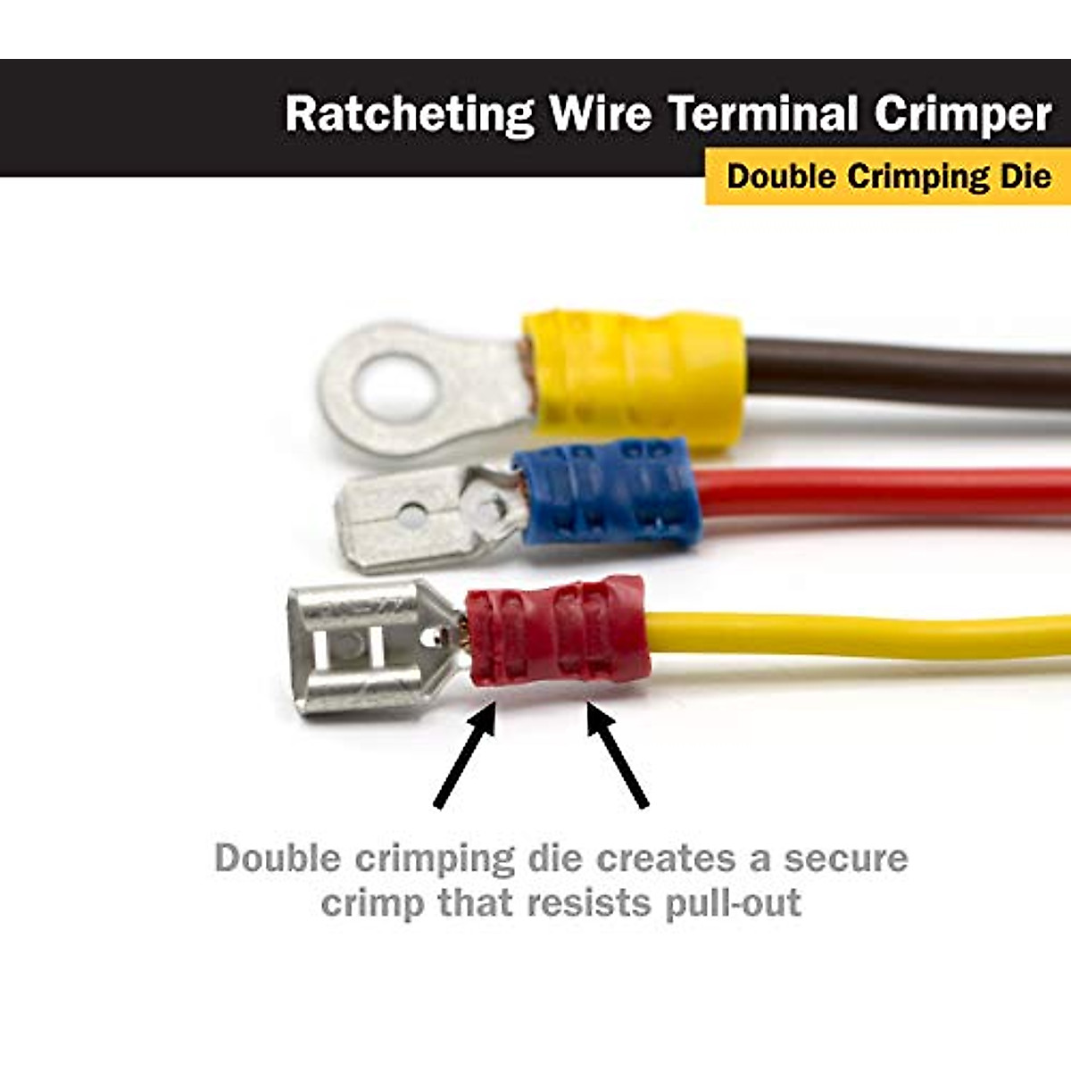 TITAN 11477 Ratcheting Wire Terminal Crimper Tool for Insulated Terminals, Fixed Jaw Crimper