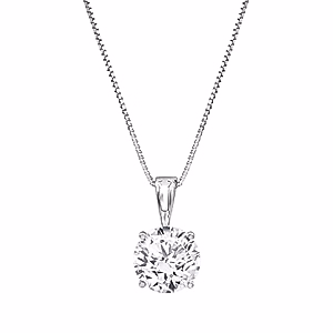 Beyond Brilliance 1.00 Carat Solitaire Diamond Pendant Necklace for Women | Round Cut Lab Grown Diamond | 14K White Gold Pendant (VS-SI) | Fine Jewelry for Her | Gift Box Included