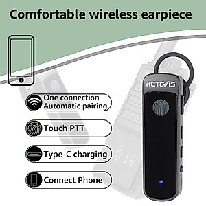 Retevis RB89 Walkie Talkies with Earpiece and Mic, Wireless Walkie Talkie, High Power GMRS, 2600mAh Battery, Two Way Radios Long Range Rechargeable for Construction, Hotels, School(4 Pack)