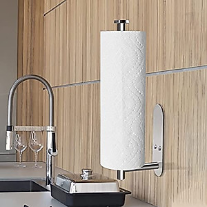 Paper Towel Holder Under Cabinet,Self Adhesive Paper Towel Holders Wall Mount,Stainless Steel No Drilling Paper Towel Rolls Rack for Kitchen,Sink,Bathroom 13 Inch(Silver)