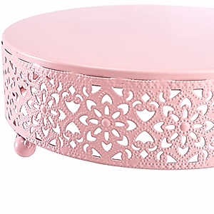 Hedume 3-Piece Metal Cake Stand Set, Pink Round Cake Stand, Dessert Cupcake Pastry Candy Display Plate for Wedding, Birthday Party, Event