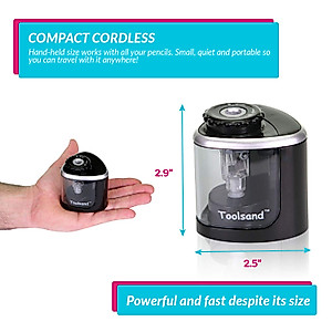 Electric Pencil Sharpener, Battery-Powered, Batteries Included, High-Speed Automatic, Best for Colored, No. 2 Wood Graphite Pencils, Home Office School Classroom Adults Kids, Straight Blade (Black)