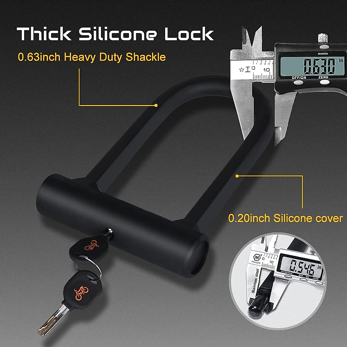 DINOKA Heavy Duty Bike U Lock with 4ft Flex Bike Cable and Sturdy Mounting Bracket - 16mm, White