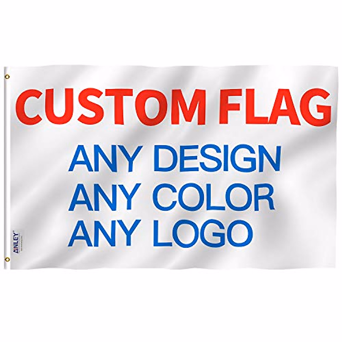 Anley Custom Flag 3x5 Foot Customized Flags Banners - Personalize Print Your Own Logo/Design/Words/Text - Vivid Color, Canvas Header and Double Stitched - Brass Grommets 3 X 5 Ft - Single Sided