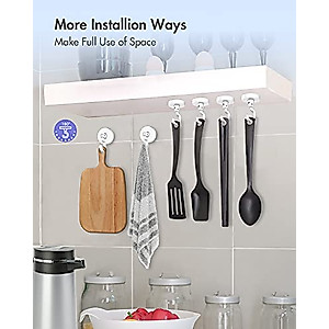 CHOOBY Powerful Adhesive Hooks, 6 Packs Towel Hooks Holder - 10lbs (Max) , Hanging Coat,Hat, Clothes, Handbag, Heavy Duty Shower Wall Hanger Hooks for Bathrooms, Living Room, Bedroom, Kitchen, Door