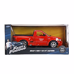 Jada Toys Fast & Furious 1:24 Brian's Ford F-150 SVT Lightning Die-cast Car, Toys for Kids and Adults, Red (99574)