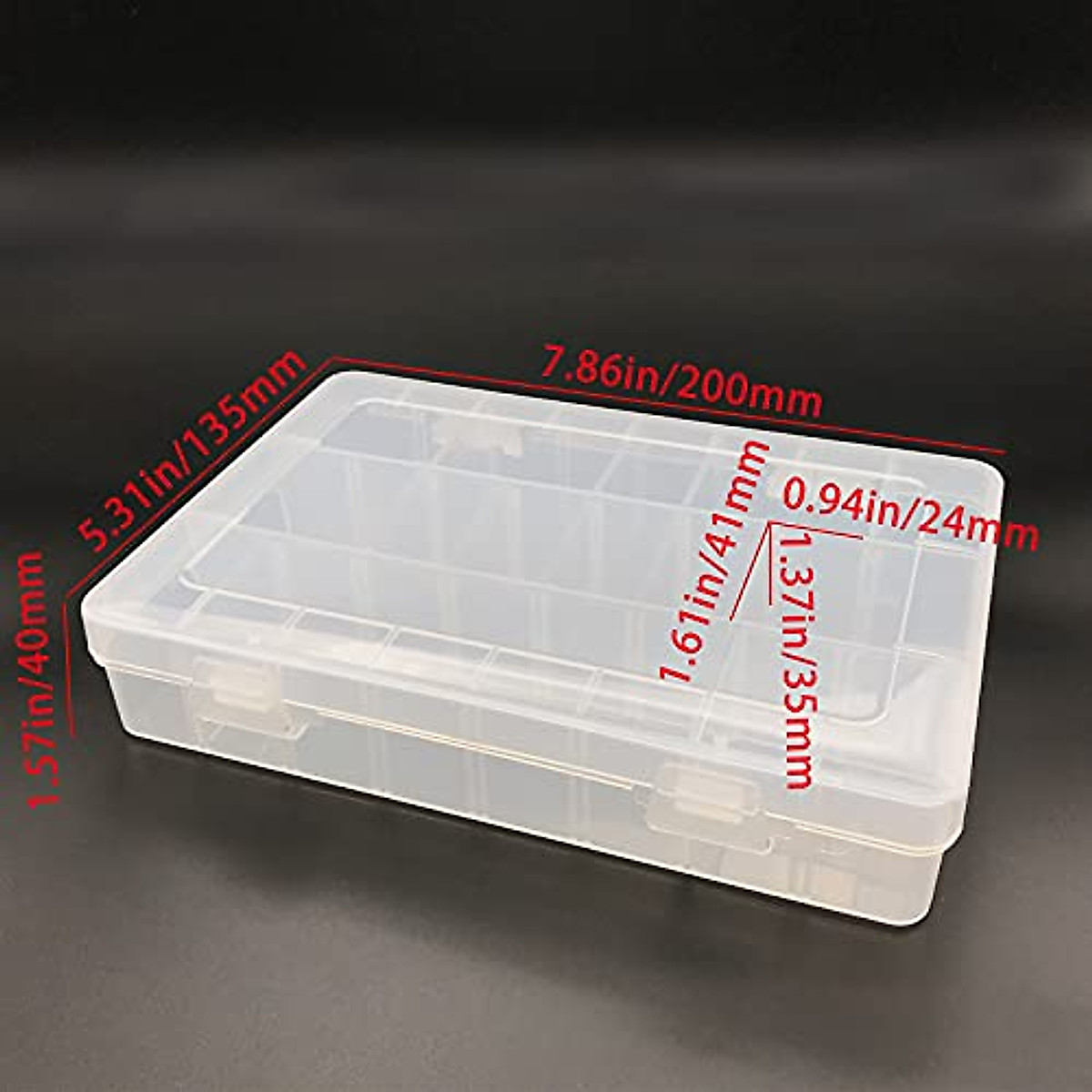 JIUMEI Plastic Storage Box 14 Grids with Removable Dividers Clear Small Parts Organizer Box Adjustable Compartments Container for Bead Jewelry Screw Sewing