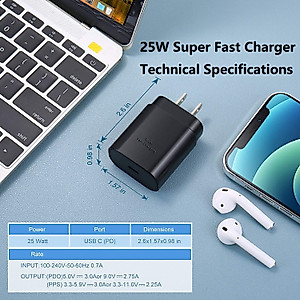USB C Fast Charger for iPhone15,3 Pack 25W USB C Wall Charger Fast Charging Block with 10FT Type C to C Cable for iPhone 15/15 Plus/15 Pro/15 Pro Max/Galaxy S23 Ultra/S23/S23+/S22/S22 Ultra/S22+/S21