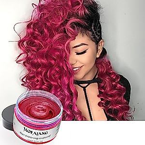 Red Hair Wax Color, SOVONCARE Temporary Dye Wax Natural Hairstyle Cream Hair Pomades for Women & Men Party Cosplay Halloween Date 4.23 oz (Red)