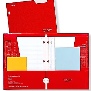 Five Star 4 Pocket Folders, 6 Pack, Paper Folders, Fits 3-Ring Binders, Holds 8-1/2" x 11" Paper, Writable Label, Tidewater Blue, Harvest Yellow, Amethyst Purple, Forest Green, Fire Red, Black (38056)