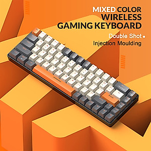 MAGIC-REFINER RK68 60% Wireless Mechanical Keyboard, Bluetooth 5.0/2.4GHz with Dual Mode 2-in-1 Receiver, Compact 68-Key Hot Swappable Gaming Keyboard, Linear Red Switch for PC Mac Xbox Smartphone