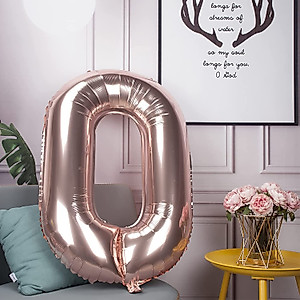 60 Number Balloons Rose Gold Big Giant Jumbo Number 60 Foil Mylar Balloons for 60th Birthday Party Supplies 60 Anniversary Events Decorations