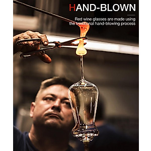 LUNA & MANTHA Wine Glasses Set of 4, 15 oz Hand Blown Crystal Red Wine Glasses, White Modern Wine Glasses with Stem, Ideal Gift for wine Set, Toasting at Weddings or Birthdays