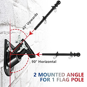 Barcetine American Flag Poles for Outside House - 5ft Tangle Free Flag Pole for House with Holder Bracket,Residential Flagpole Kit for Outdoor Porch Garage Boat Truck - Black